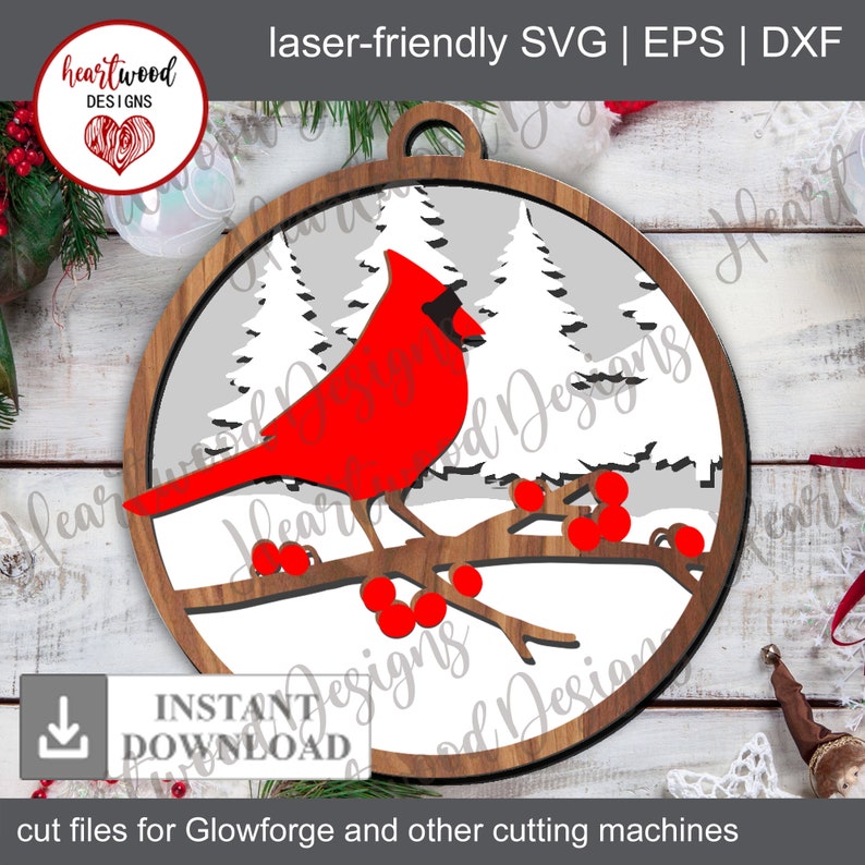 Layered Cardinal Ornament SVG Glowforge Svg Laser Cut File - Etsy