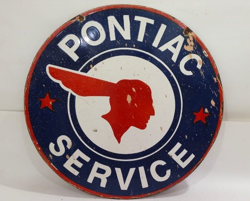 Vintage pontiac service porcelain sign size 30 inches | Etsy