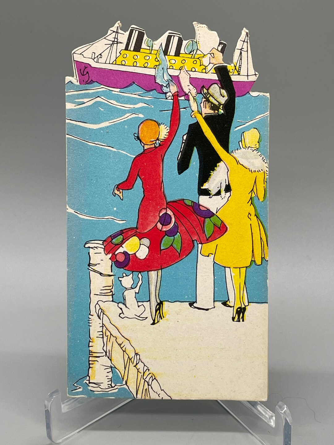 Vintage Art Deco Combined Bridge Tally & Place Card, Bon Voyage/travel ...