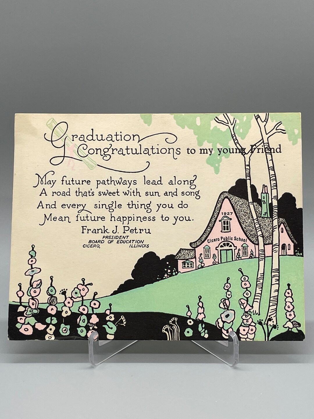 Vintage Art Deco Greeting Card, Congratulations Graduation, Custom ...