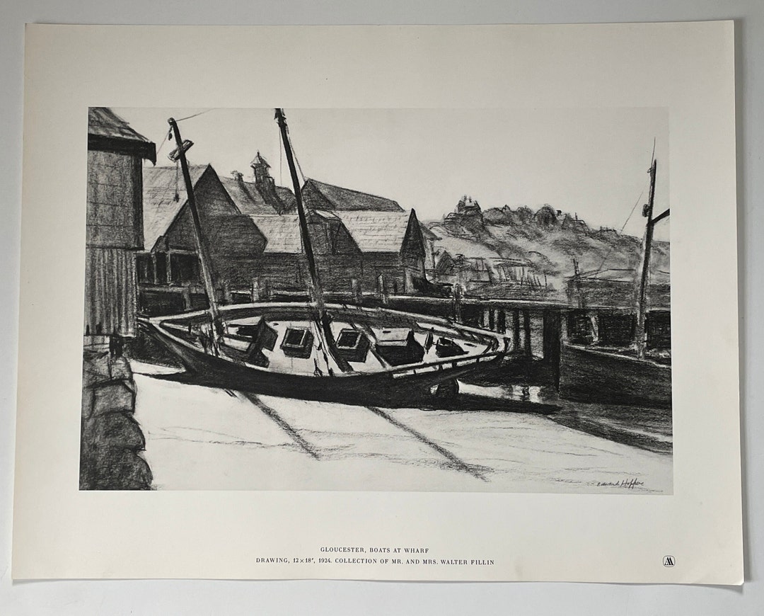 Vintage Art Print Edward Hopper "gloucester, Boats at Wharf" Landscape ...