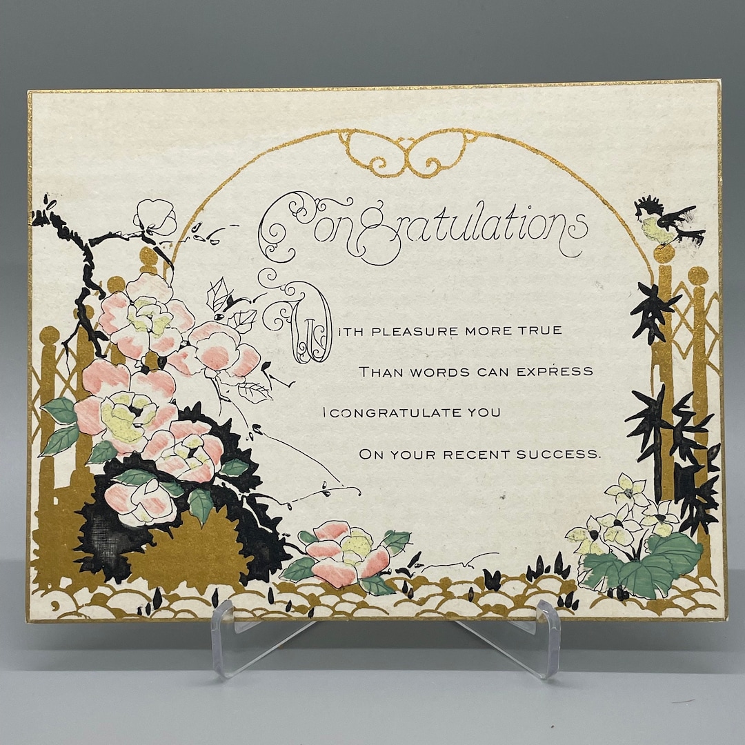 Unused Vintage Congratulations Art Deco Greeting Card Floral, Gold ...