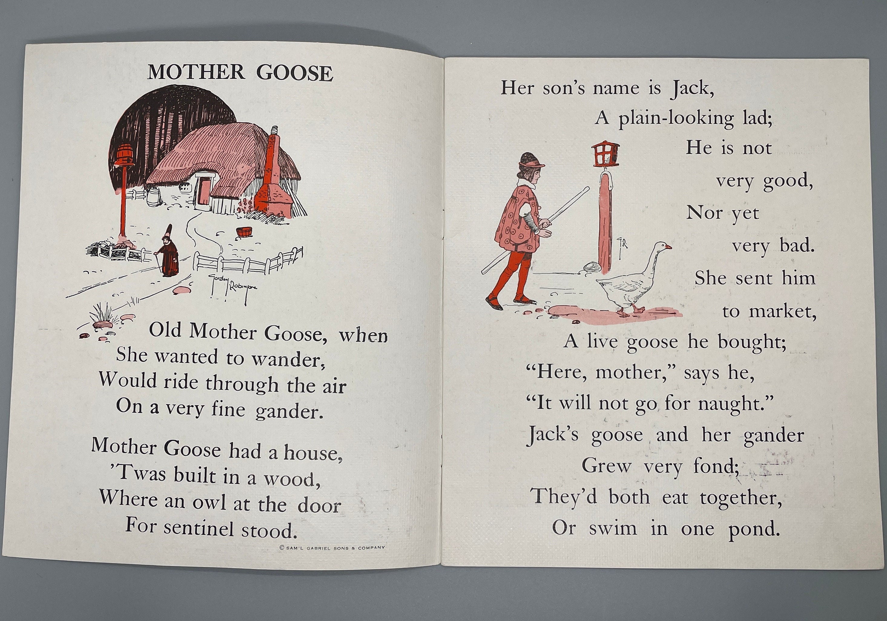 Antique Mother Goose Book, Gordon Robinson Illustrations, 1910s-20s - Etsy