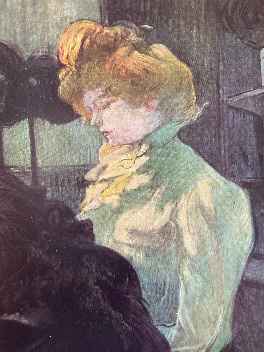 Vintage Art Print, French Modiste Portrait of Lady, Tipped in Color ...