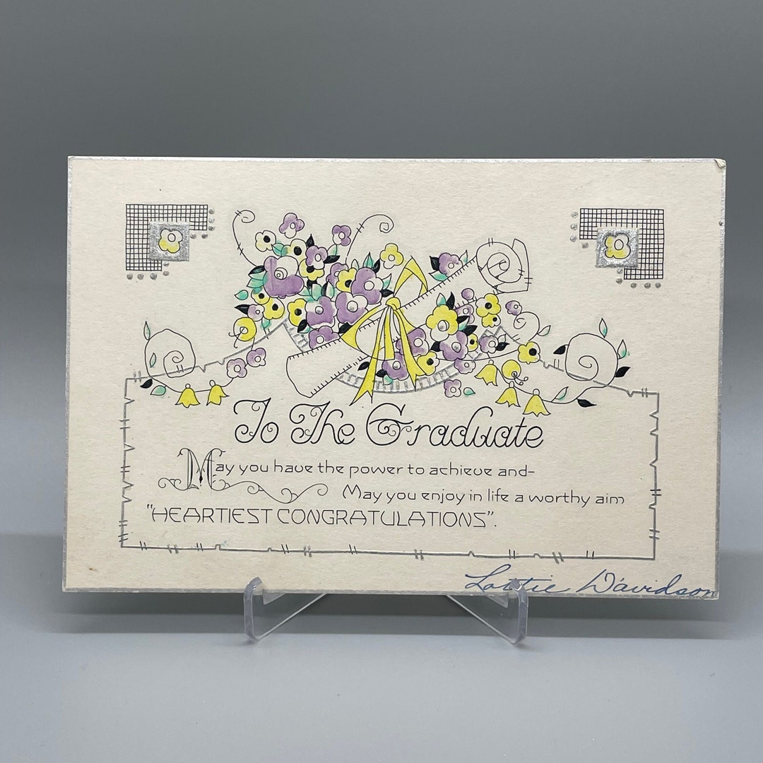 Vintage Art Deco Greeting Card, Congratulations Graduation, Embossed ...