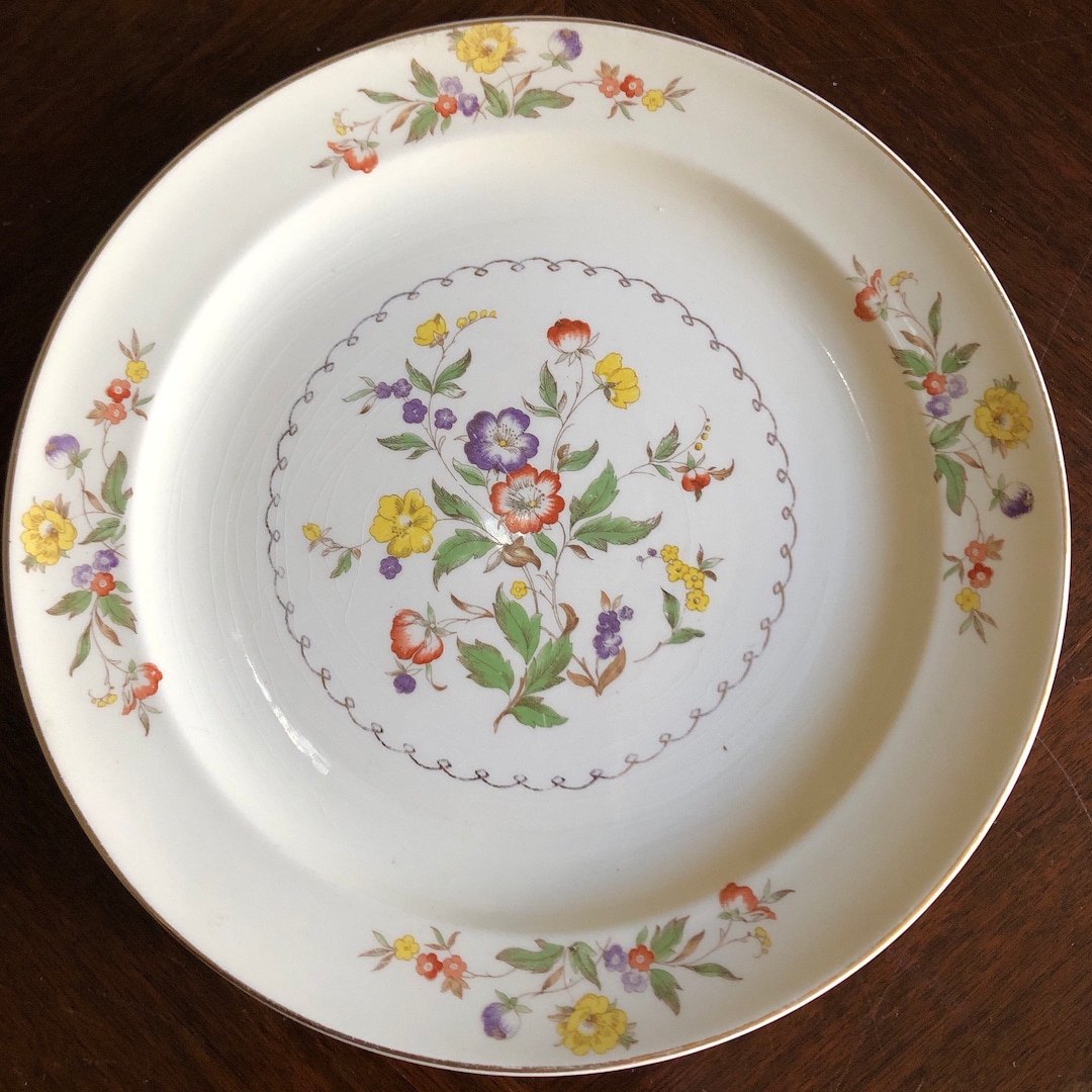 Vintage Paden Pottery Co. Dinner Plate 10" Floral Pattern With Gold ...