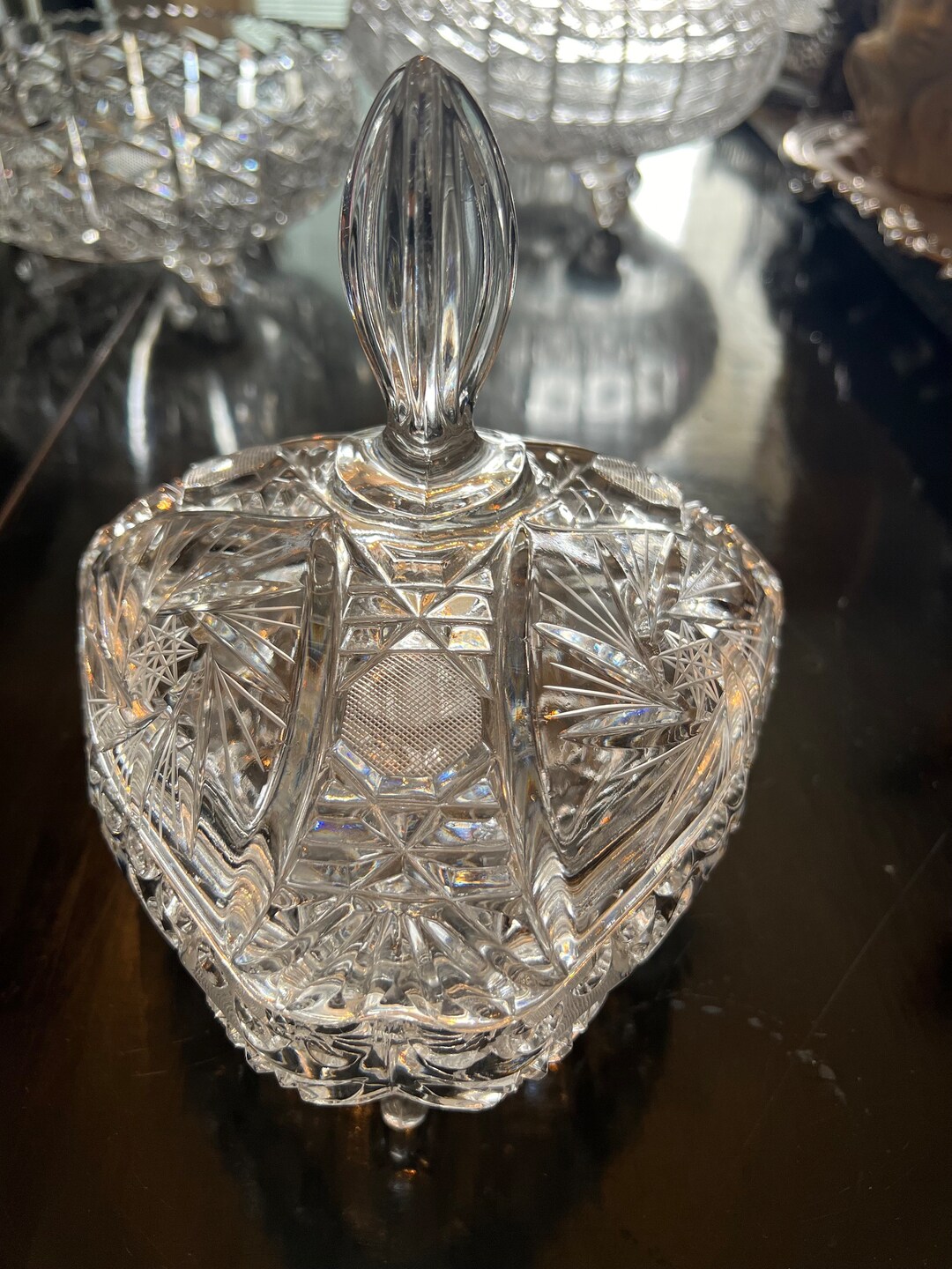 Antique Crystal Candy Dish, Cut Glass Candy Dish, Bohemia Cut Crystal ...