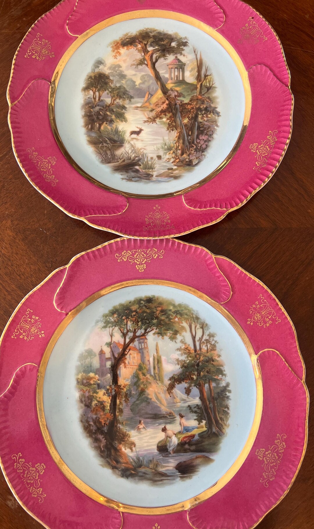 Antique French Hand Painted Porcelain Decorative Plates Set of 2, Petre ...