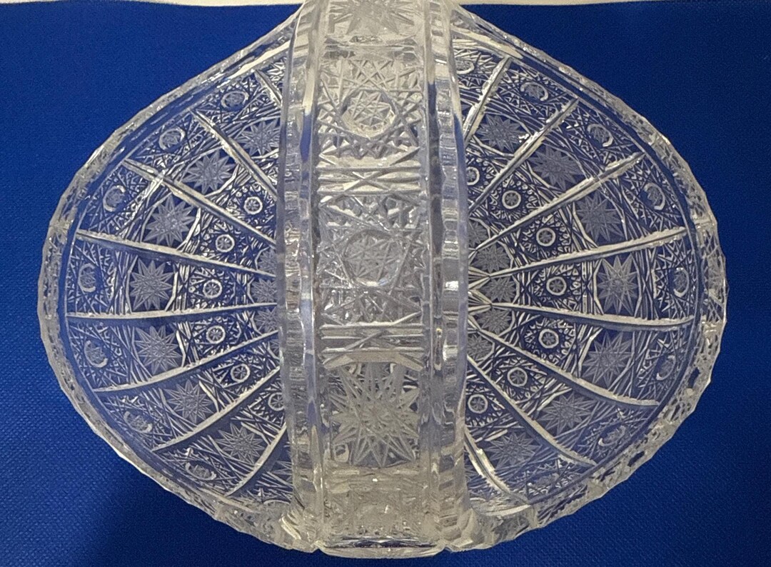 Vintage Bohemia Cut Crystal Basket: Star & Hob Star Design - Etsy