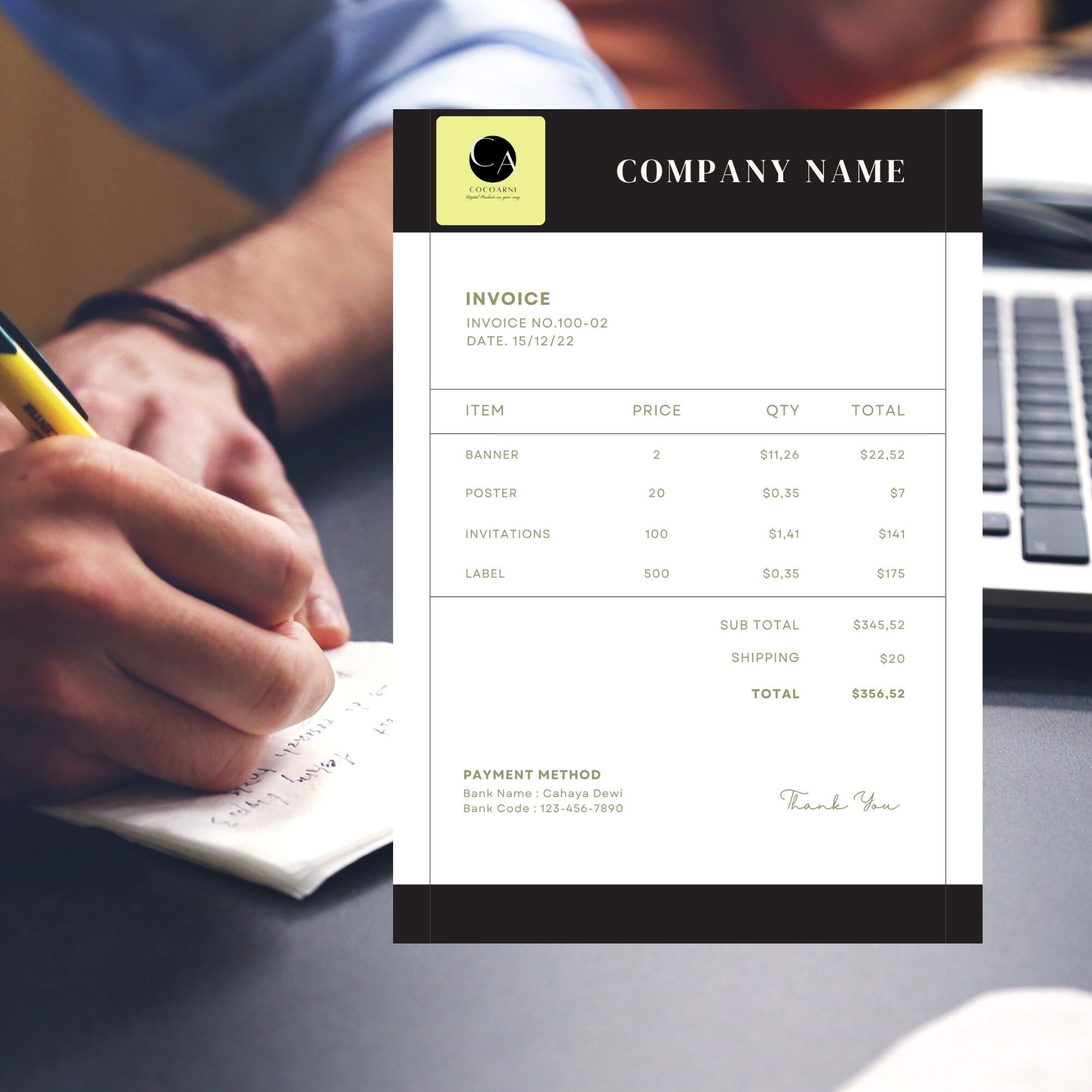 Easy to Use Very Simple Digital Invoice Template Digital | Etsy