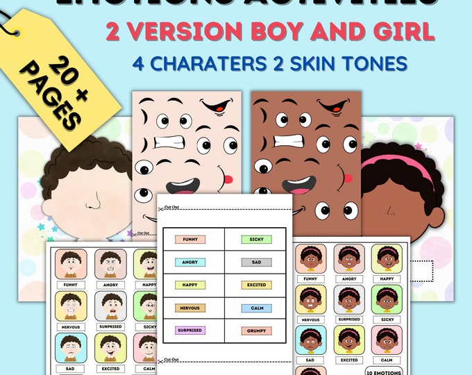 Emotions Activity for Kids: Boy Version Feeling Chart (digital Download ...