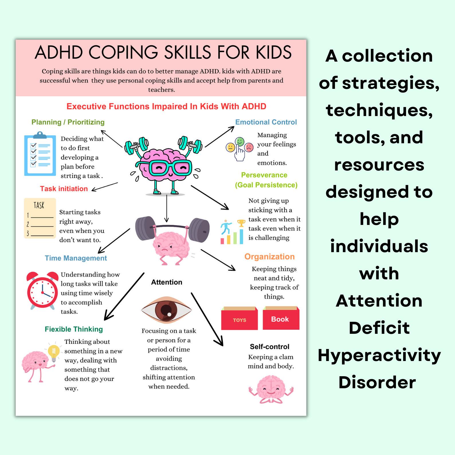 Adhd-executive Functioning Worksheet Bundle for Kids, Time Management ...