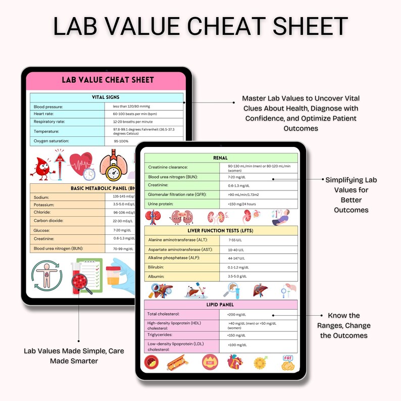 Lab Values Cheat Sheets: Medical Nursing Study Guide (printable PDF) - Etsy
