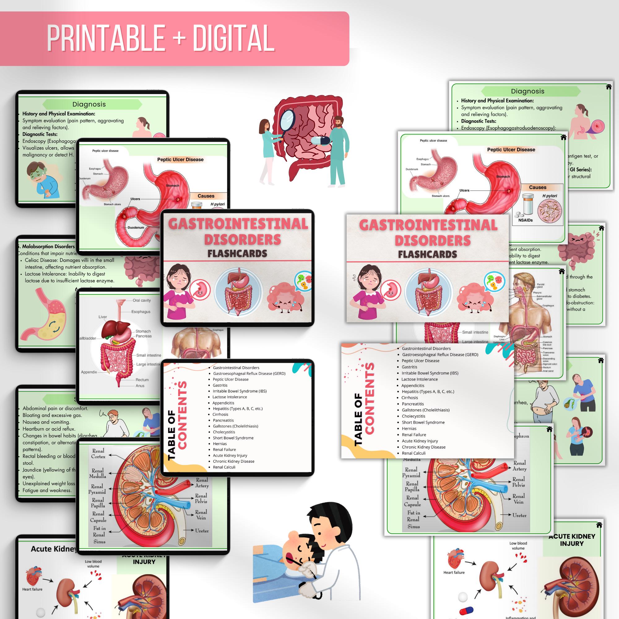 Gastrointestinal Disorders Flashcards: Medical Nursing Study (printable ...
