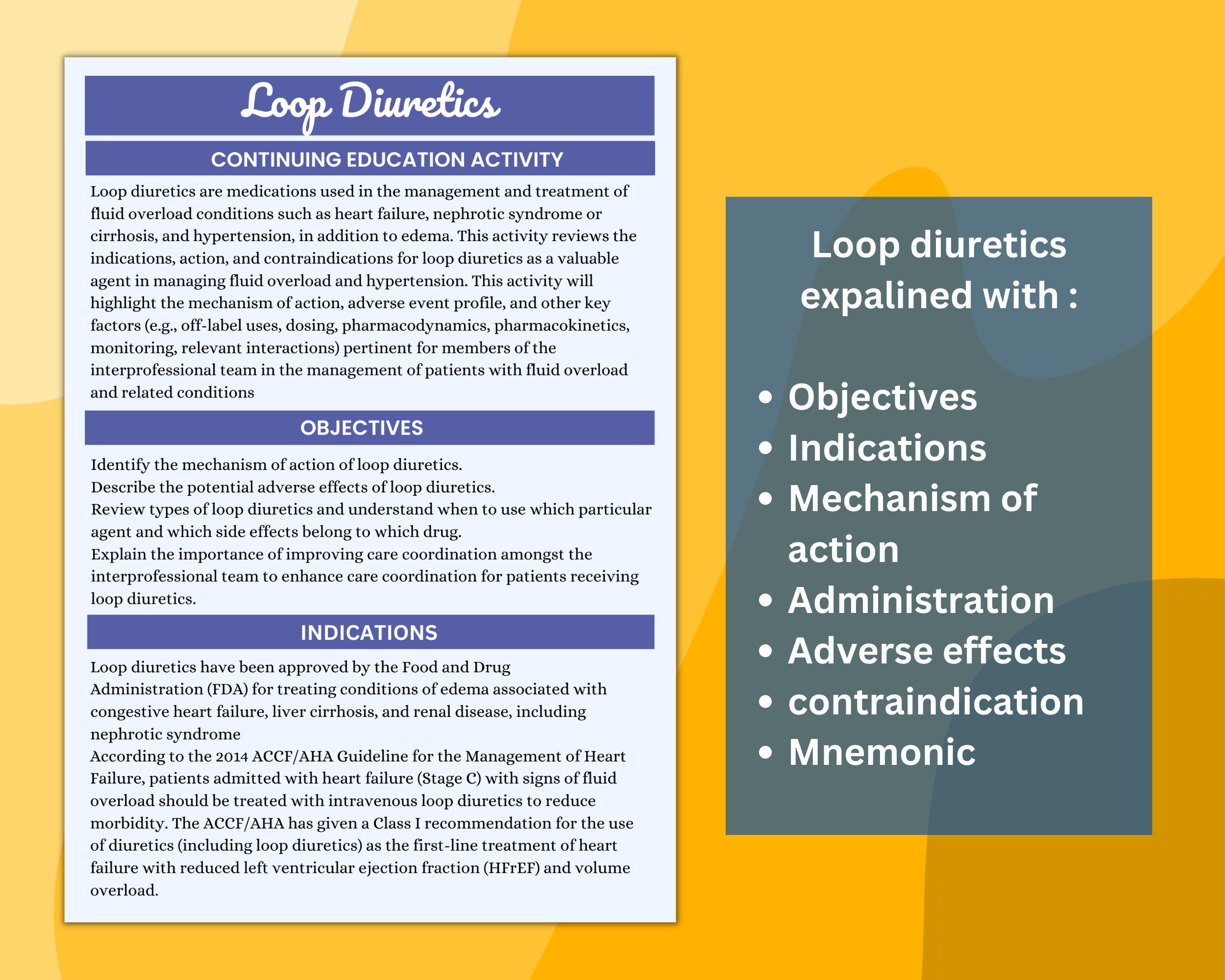 Diuretics Loop Thiazide Potassium-sparing Osmotic Nursing Study Guide ...