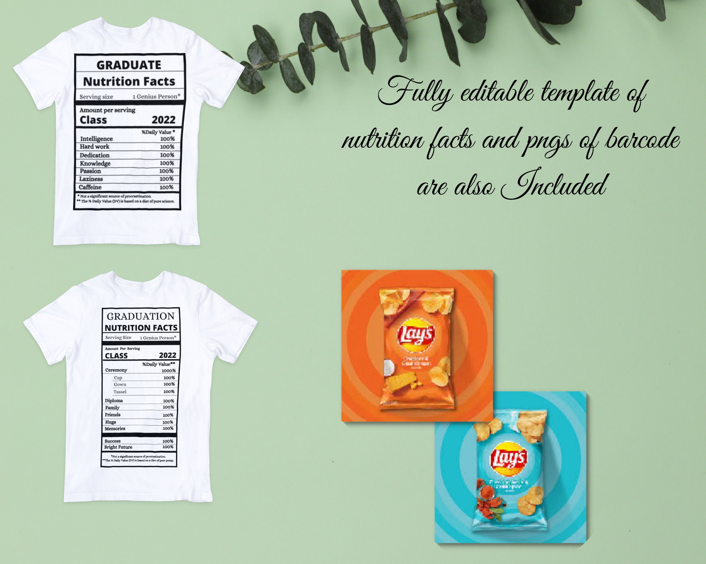 Graduate Nutrition Facts Template | Editable Label (canva, Instant ...