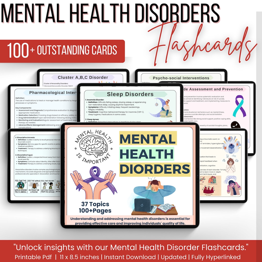 Mental Health Disorders Flashcards: Nursing Student Study Guide ...
