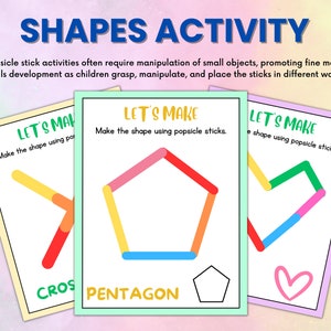 Popsicle Stick Shapes Activity: Montessori Learning Printable (PDF) - Etsy