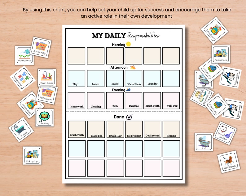 Daily Responsibilities Chore Chart, Printable Full Day Visual Routine ...