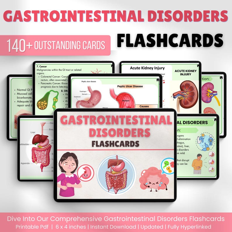 Gastrointestinal Disorders Flashcards: Medical Nursing Study (printable ...