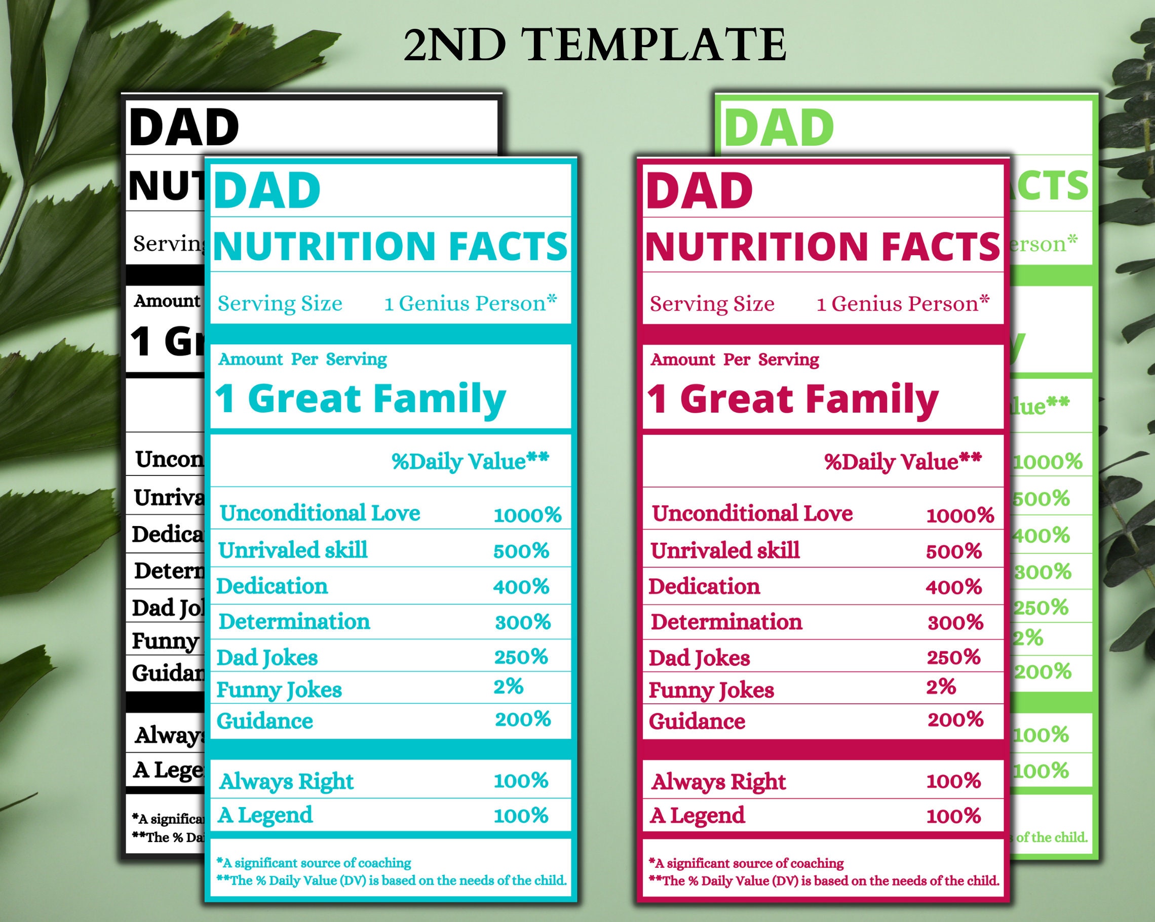 Dad Nutrition Facts | Editable Nutrition | Nutritional Label | Dad ...