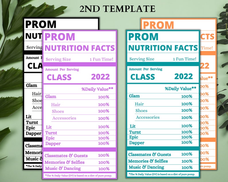 Prom Nutrition Facts Template: Editable Canva Design (digital Download ...