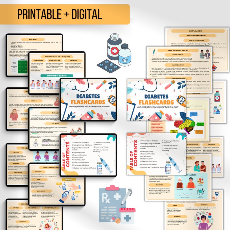 Diabetes Mellitus Flash Cards: Nursing Revision & Insulin Guide ...