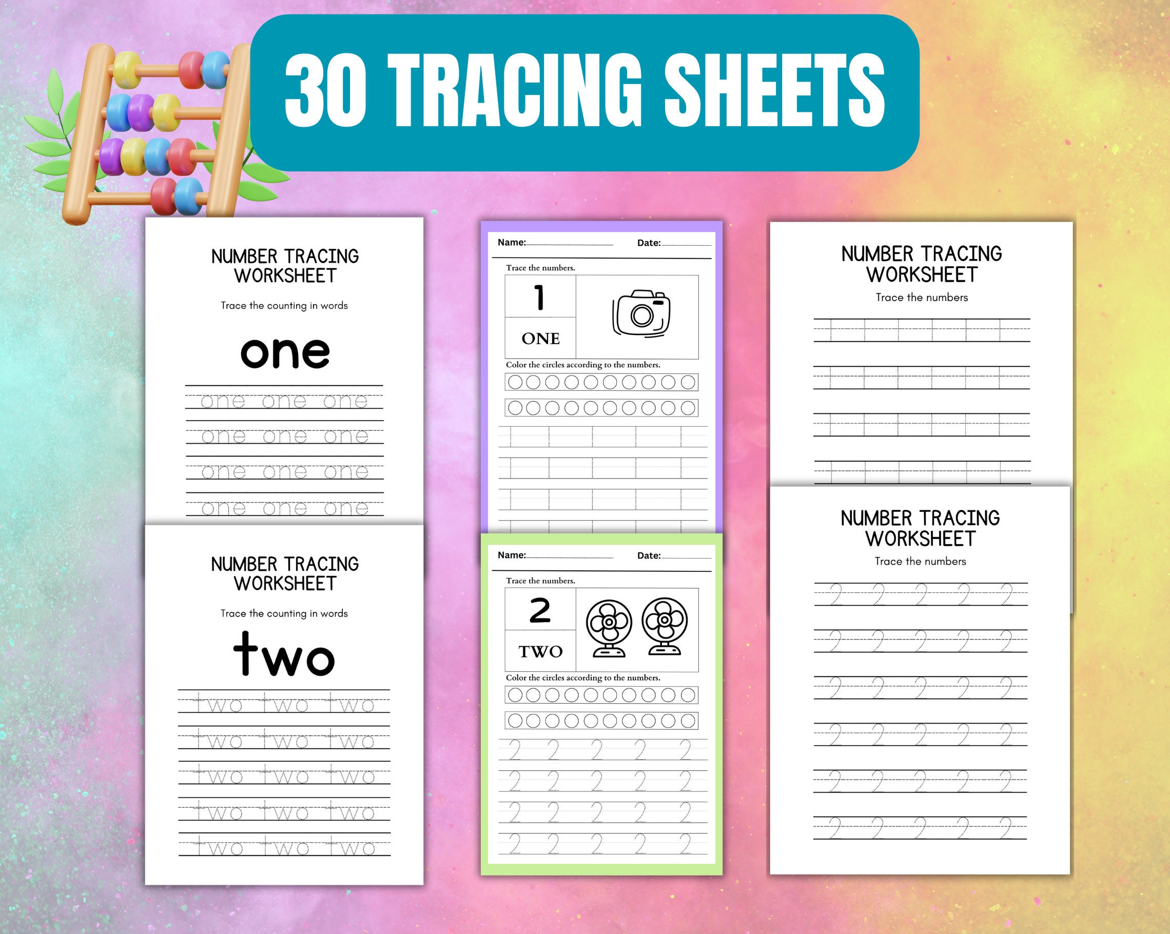 Preschool Math Worksheets: Number Flashcards, Tracing, Addition ...