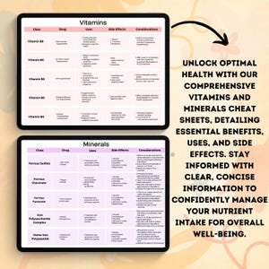 Vitamins and Minerals Guide, Essential Nutrients Chart, Healthy Diet ...
