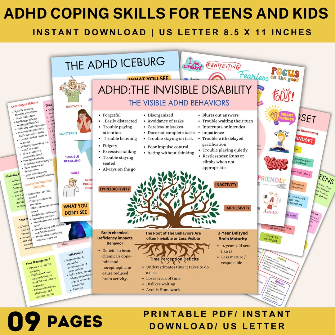Adhd-executive Functioning Worksheet Bundle for Kids, Time Management ...