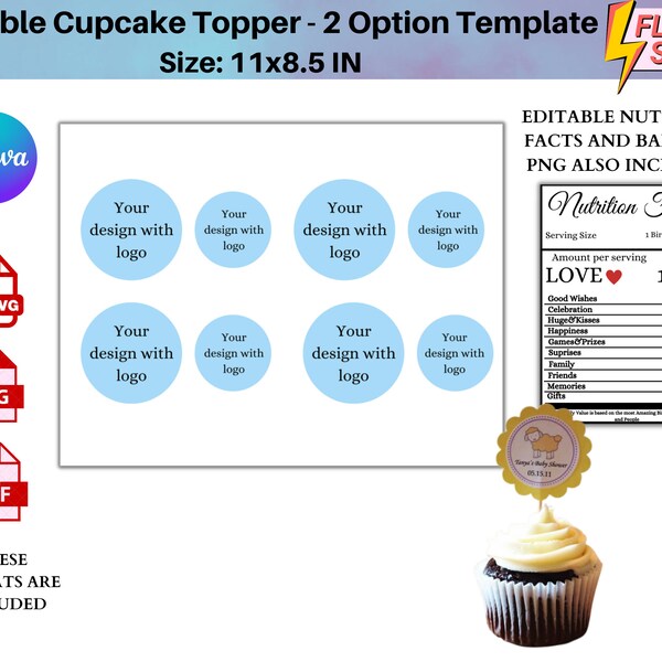 Cupcake Topper Template - Etsy