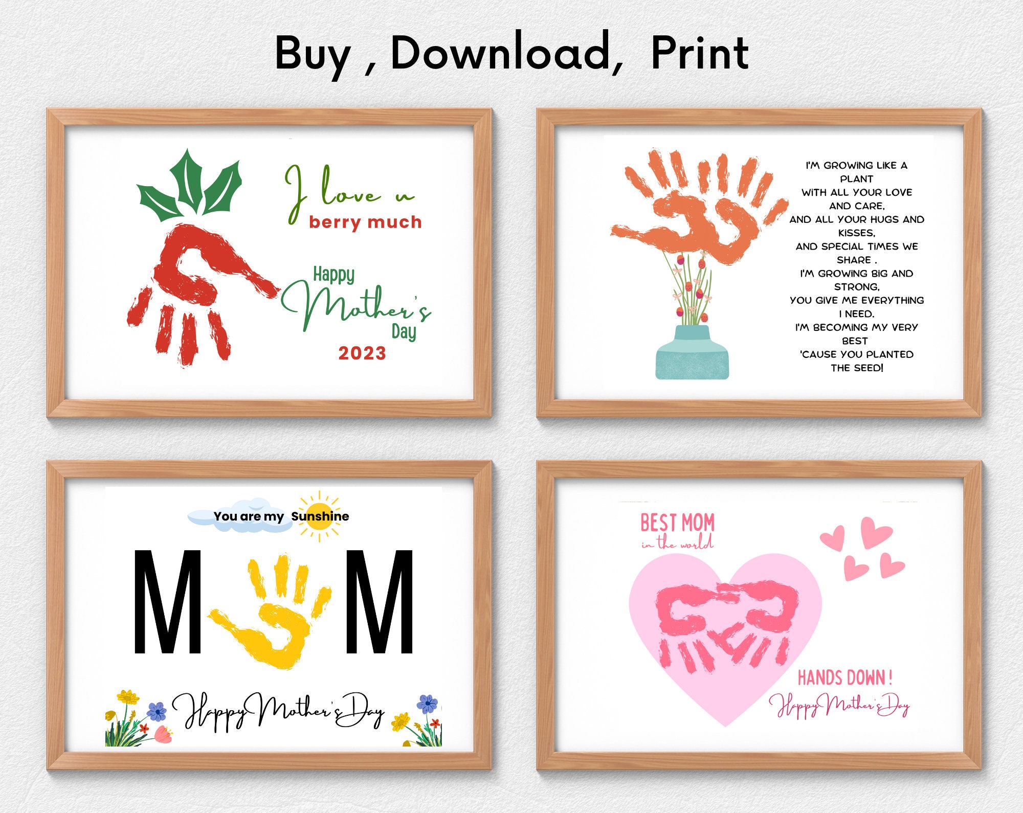 10 Design Mother's Day Handprint Art, Baby Toddler Kids Craft, Gift for ...