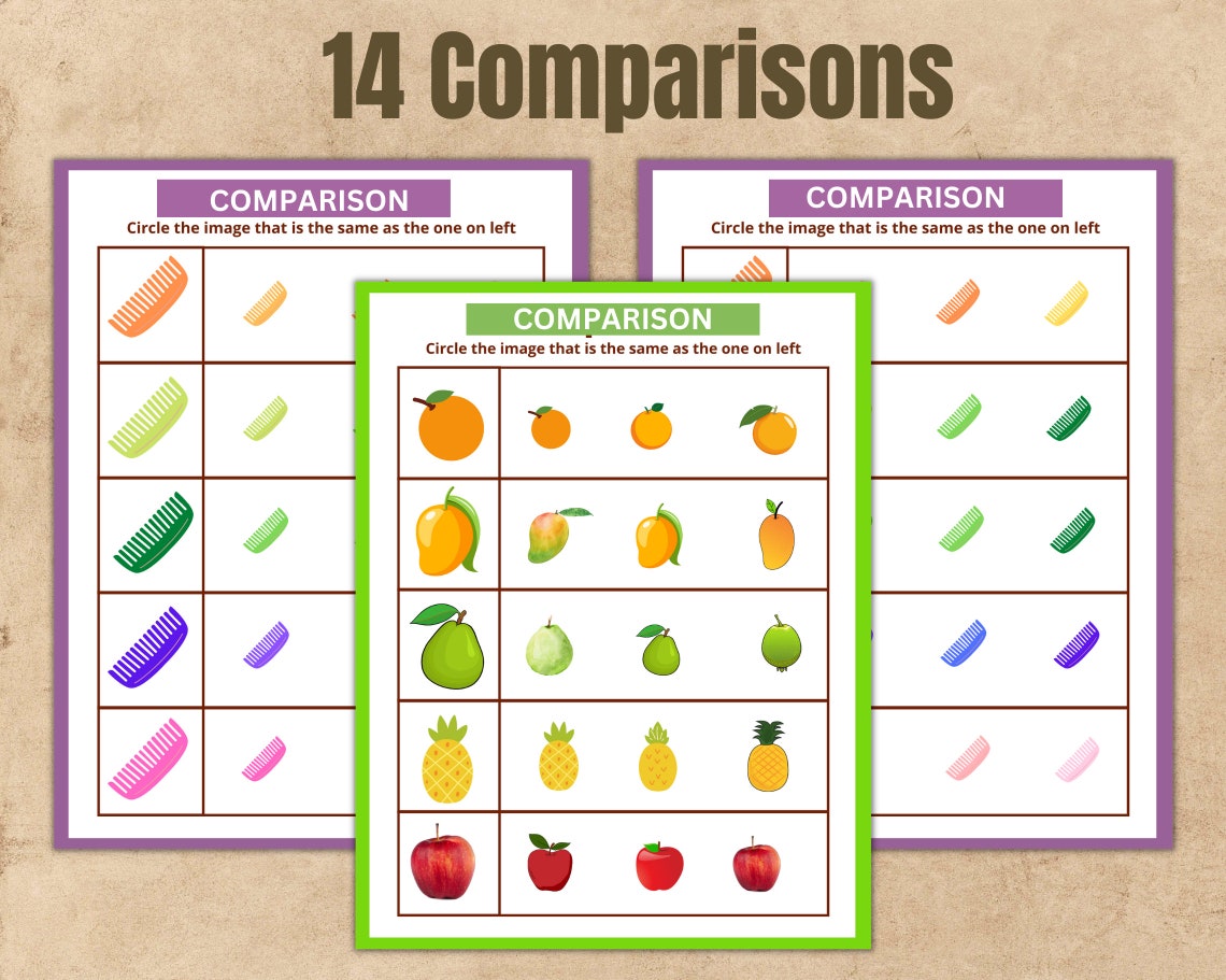 Preschool Comparison Worksheets, Preschool Worksheets, Preschool ...