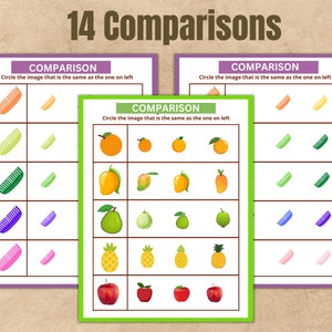Preschool Comparison Worksheets, Preschool Worksheets, Preschool ...