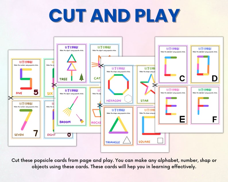 Popsicle Stick Shapes Activity: Montessori Learning Printable (PDF) - Etsy