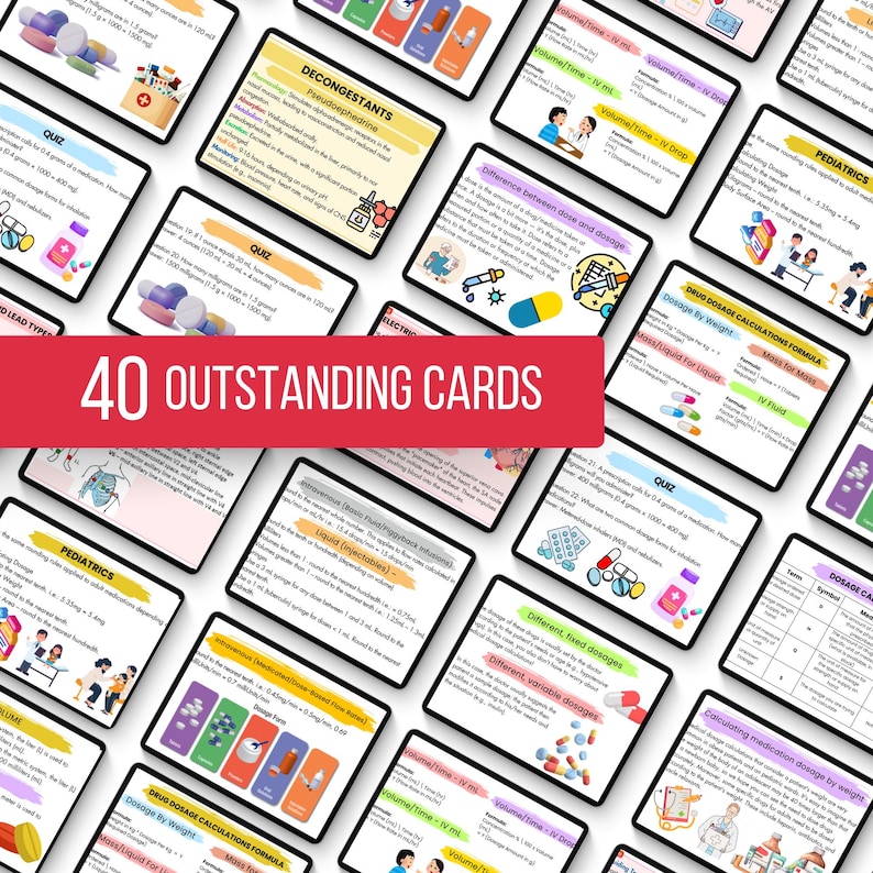 Dosage Calculation Flashcards: Medical Nursing Study (PDF Printable) - Etsy
