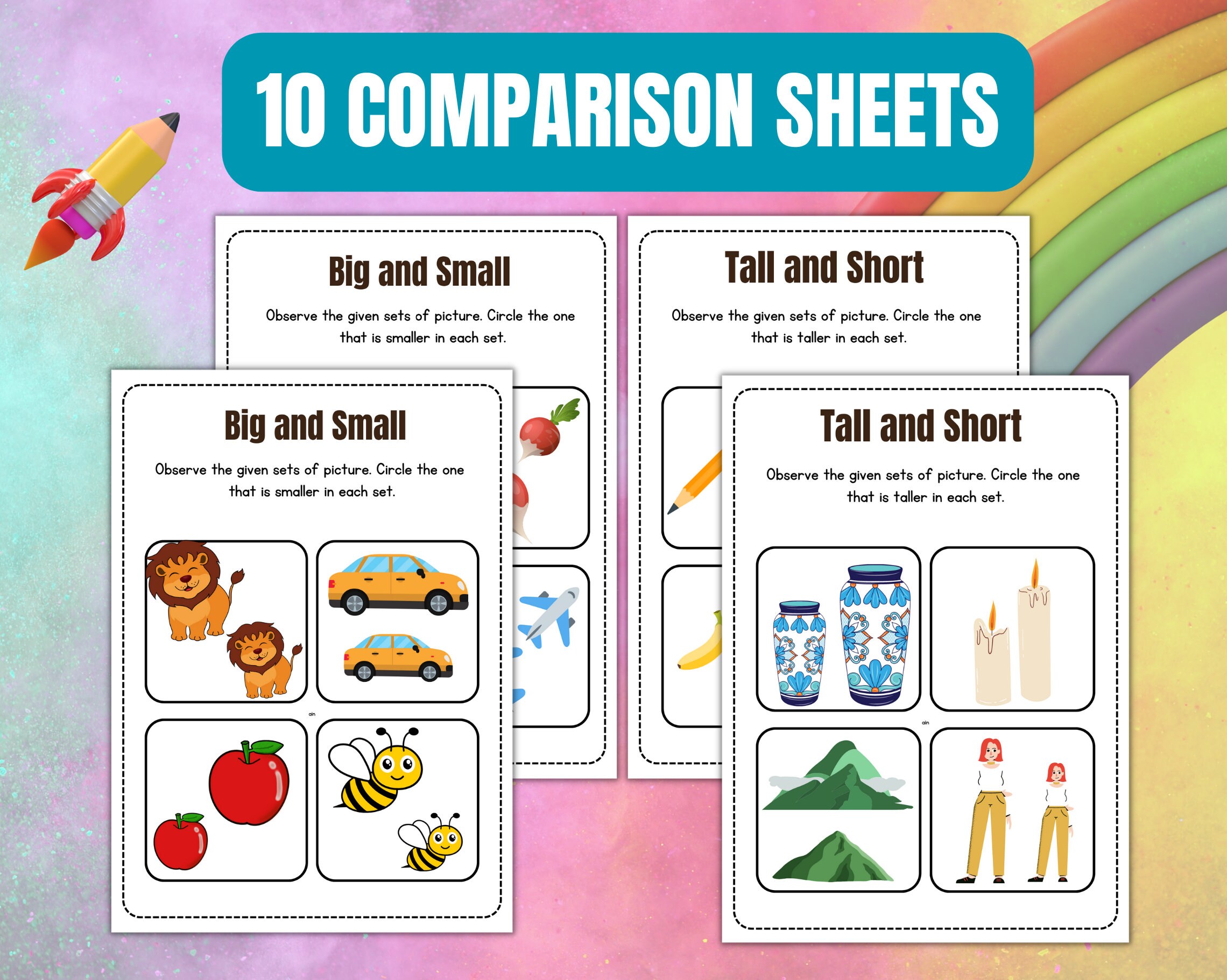 Preschool Worksheets 50 Pages Numbers, Counting, Math, Alphabet, Shapes ...