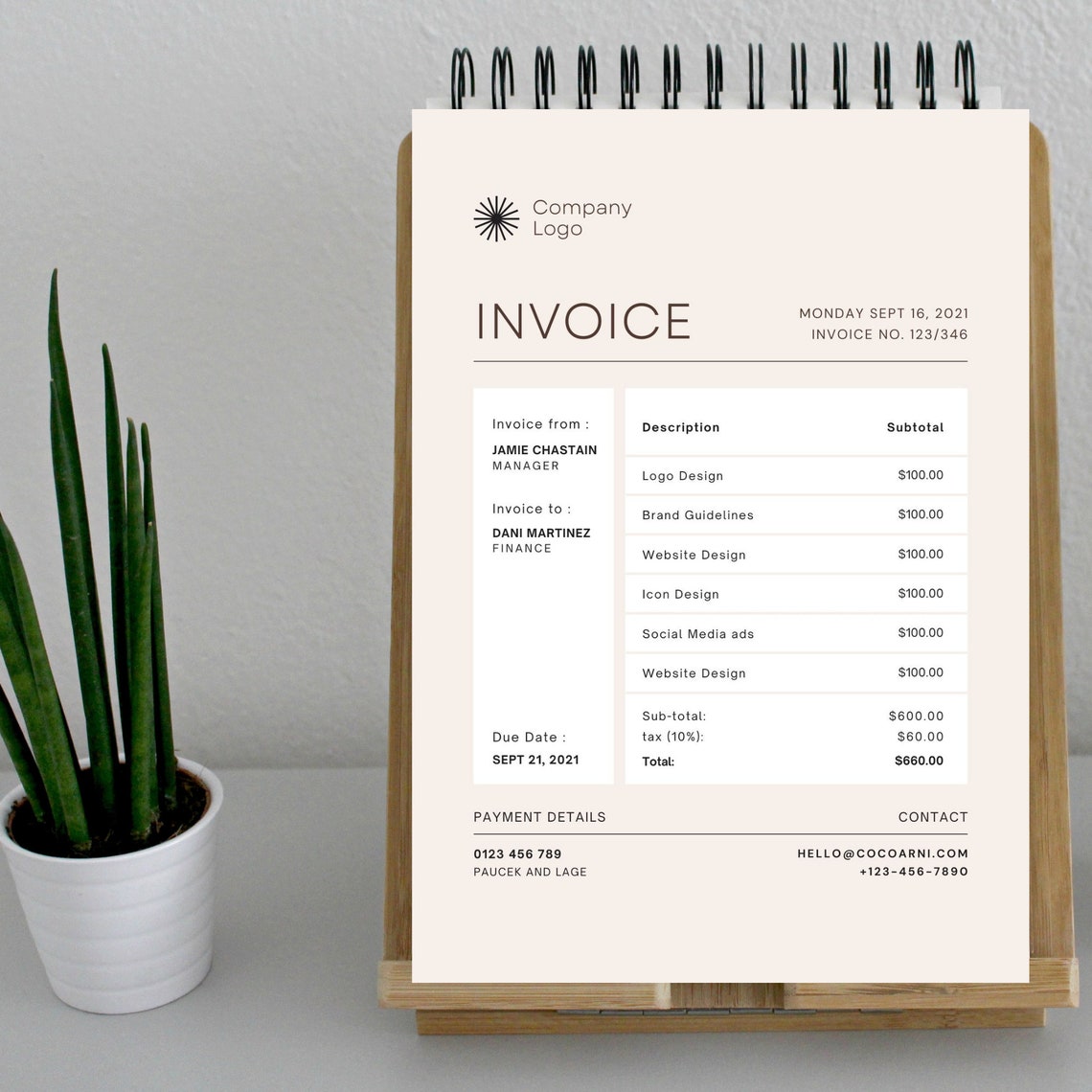 Printable Invoice Pinkish Invoice Payment Invoice | Etsy