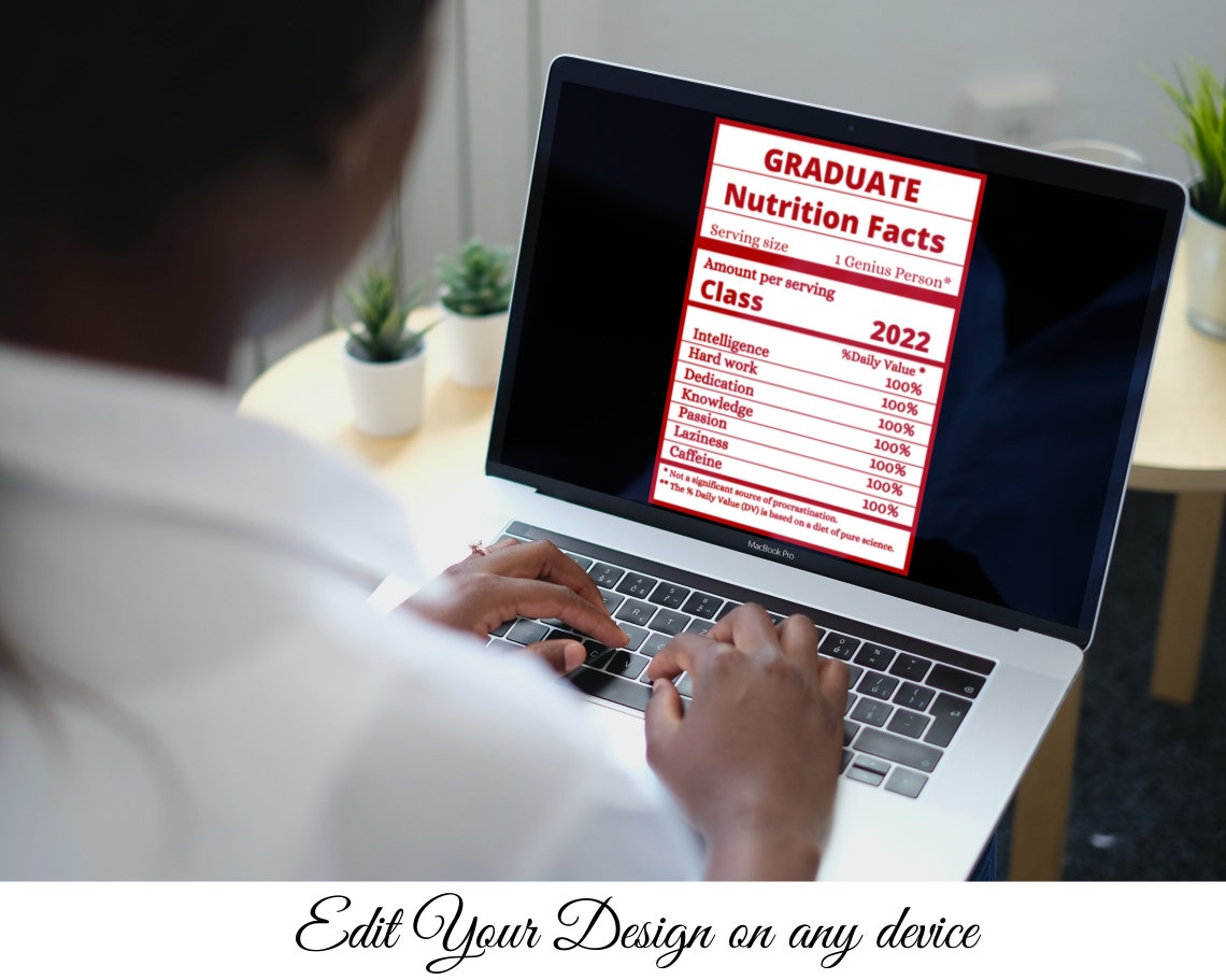Graduate Nutrition Facts Template | Editable Label (canva, Instant ...
