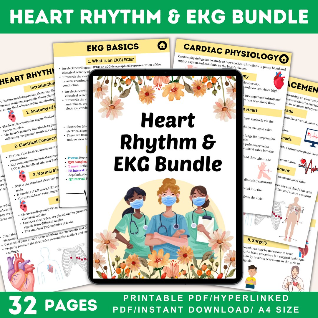 EKG Study Guide for Nursing Students BLS/ACLS Rhythms, Interventions ...