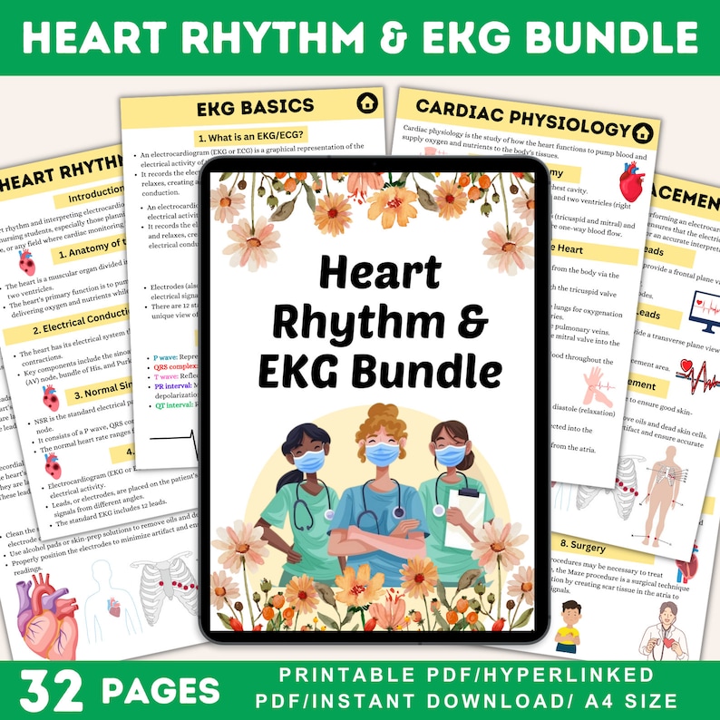 EKG Study Guide for Nursing Students BLS/ACLS Rhythms, Interventions ...