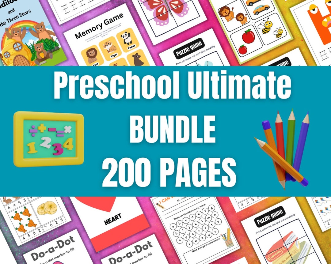 Preschool Learning Bundle: 200+ Page Activity Worksheets (digital ...