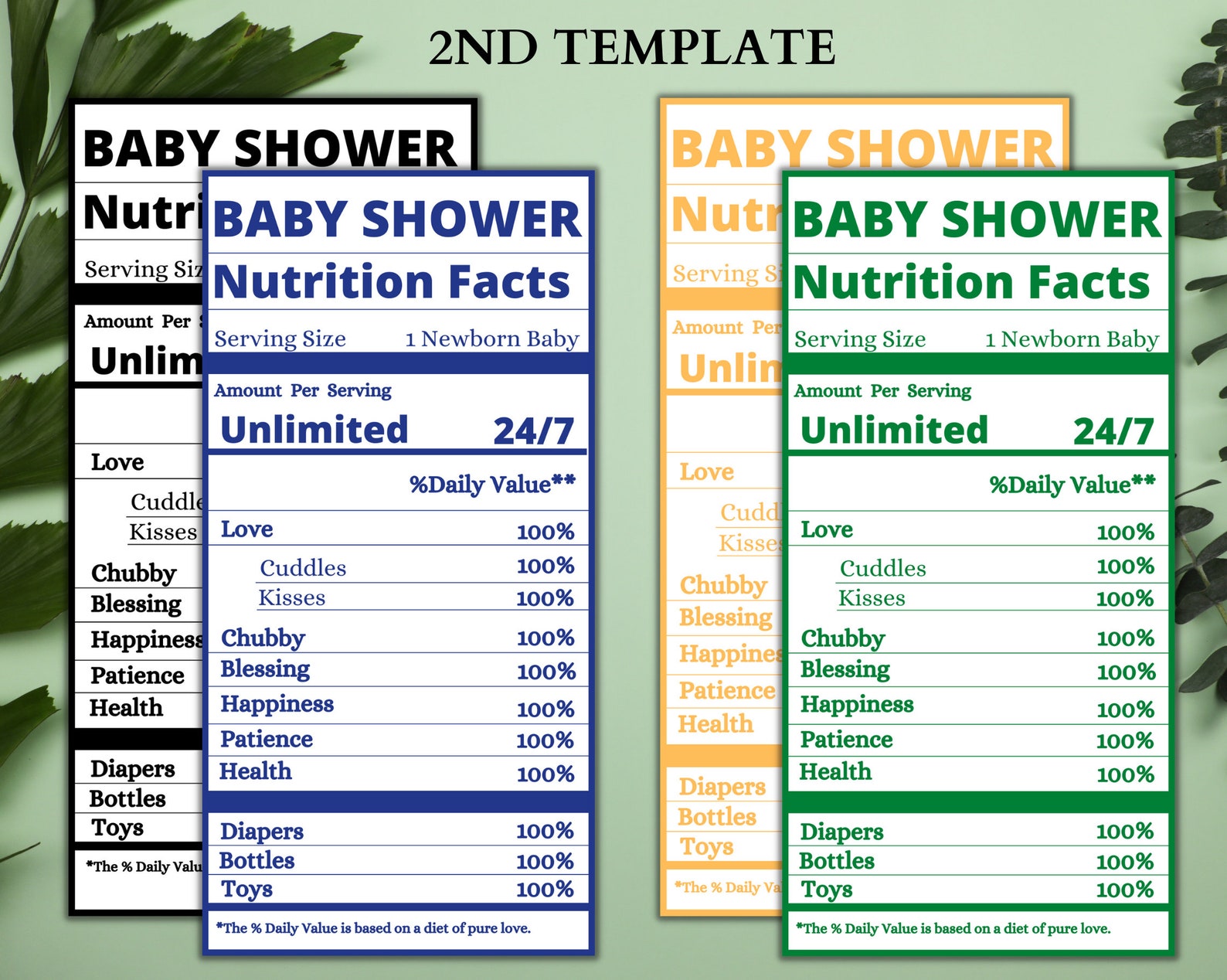 Baby Shower Nutrition Facts Label: Editable Template (digital Download ...
