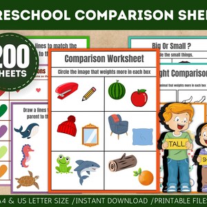 Preschool Comparison Worksheets, Preschool Worksheets, Preschool ...