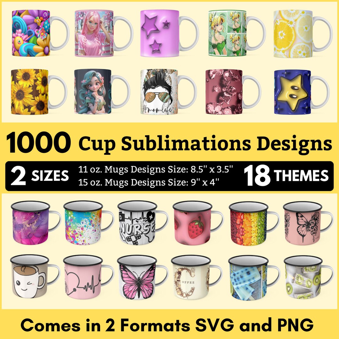 1000 Cup Sublimation Designs: 18 Themes (digital Download) - Etsy