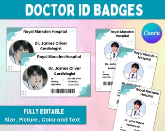 Doctor ID Badge Editable Hospital Staff ID Doctor Badge Id Instant ...