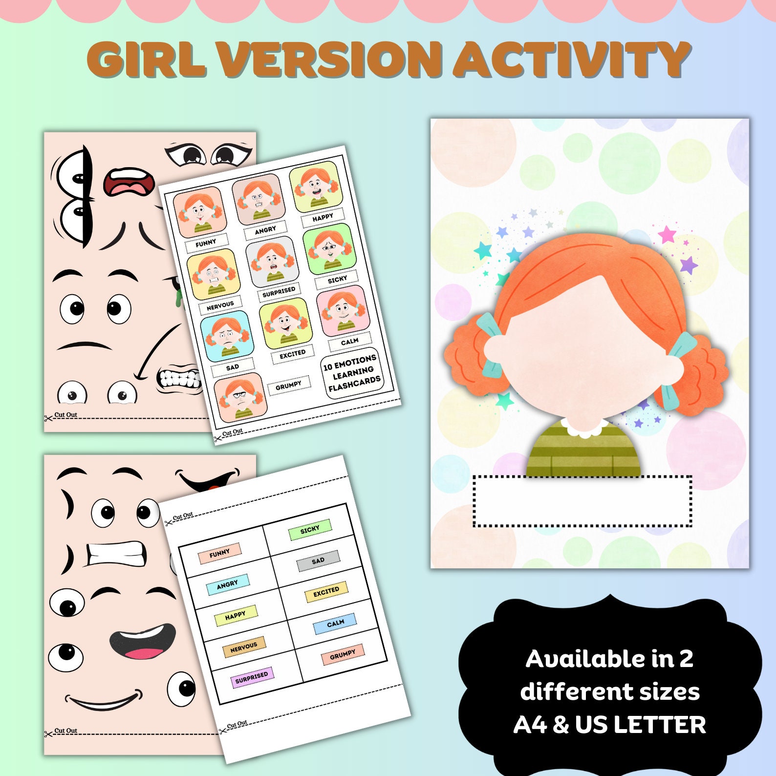 Emotions Activity for Kids Girl and Boy Version Printable Toddler ...