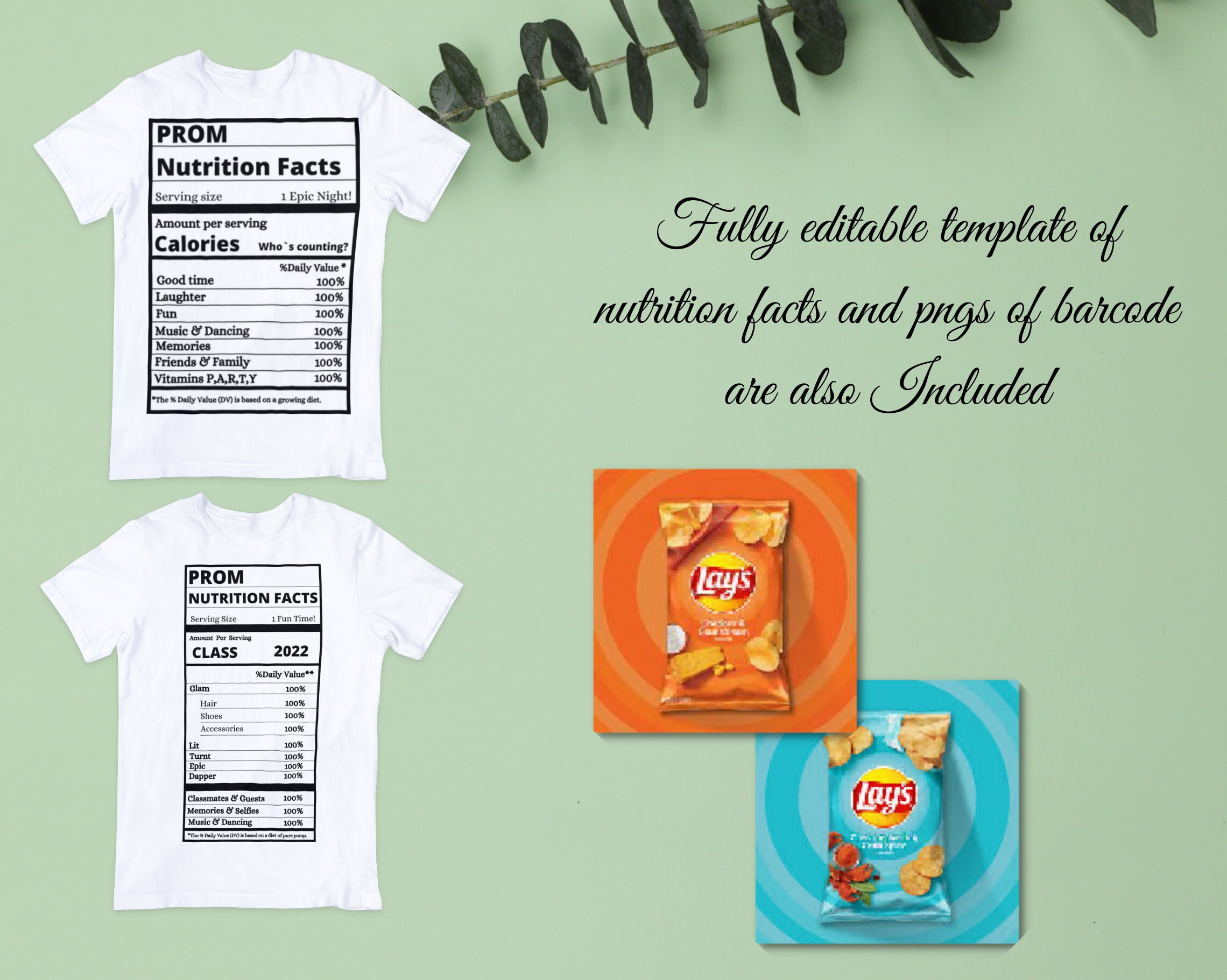 Prom Nutrition Facts Template: Editable Canva Design (digital Download ...