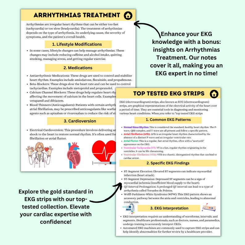 EKG Study Guide for Nursing Students BLS/ACLS Rhythms, Interventions ...