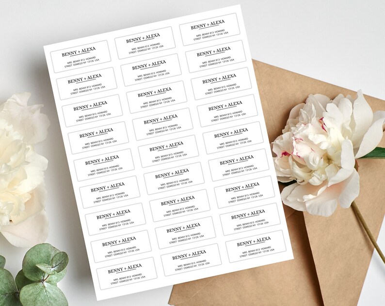 Editable Address Label Template: Wedding Return Address (digital ...